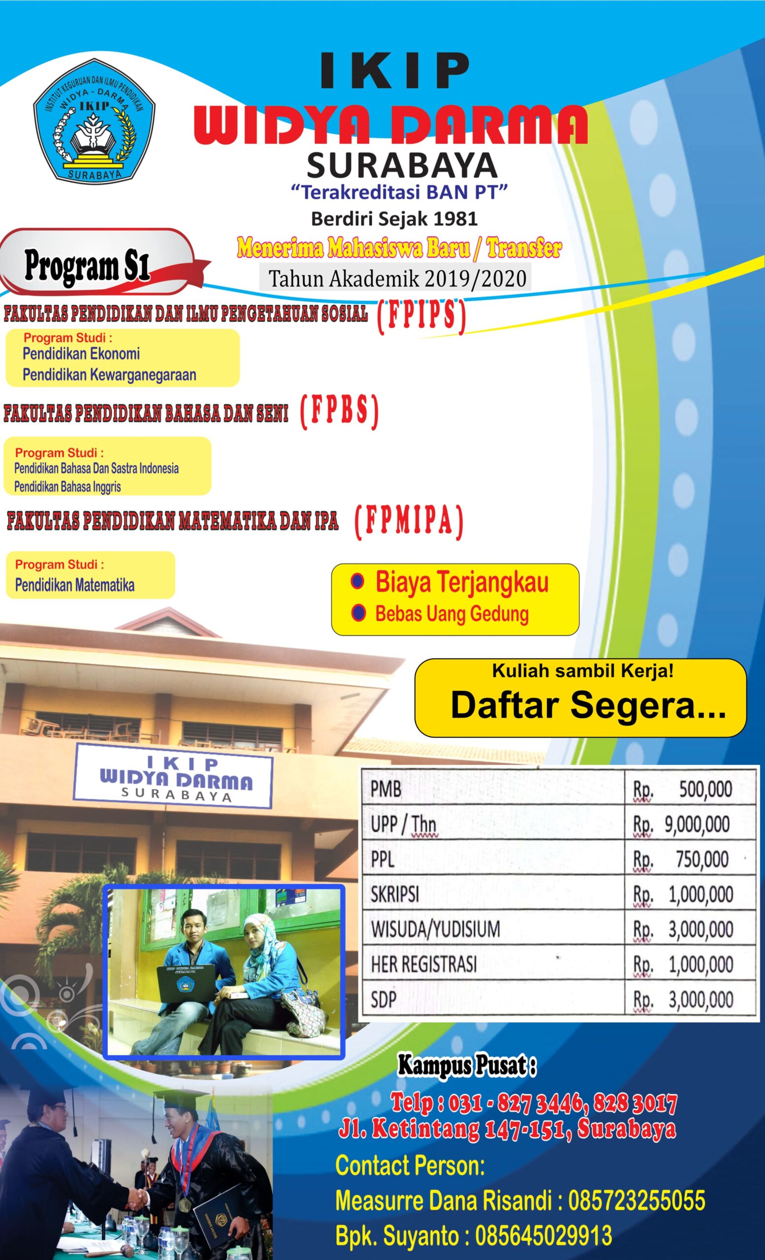 Penerimaan Mahasiswa Baru IKIP Widya Darma Surabaya tahun ajaran 2019/2020